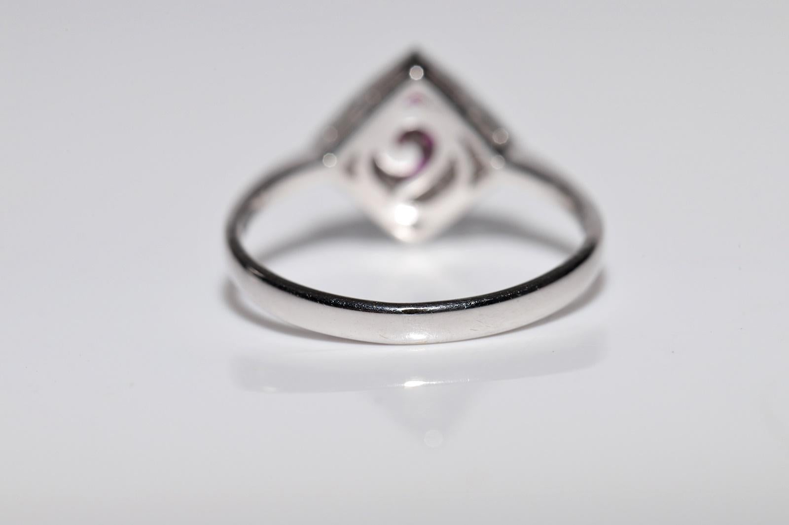 New Made 18k Gold Natural Diamond And Princess Cut Ruby Decorated Ring ...