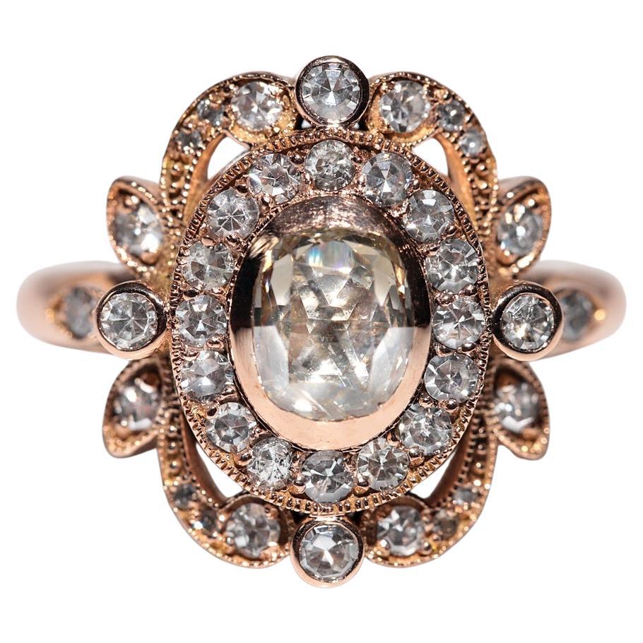 New Made 18k Gold Natural Diamond And Citrine Decorated Ring For Sale ...