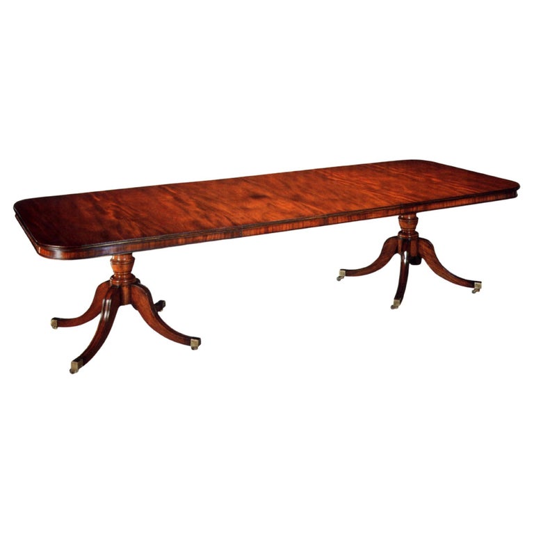 New Mahogany Regency Style English-Made Two Pedestal Extending Dining ...