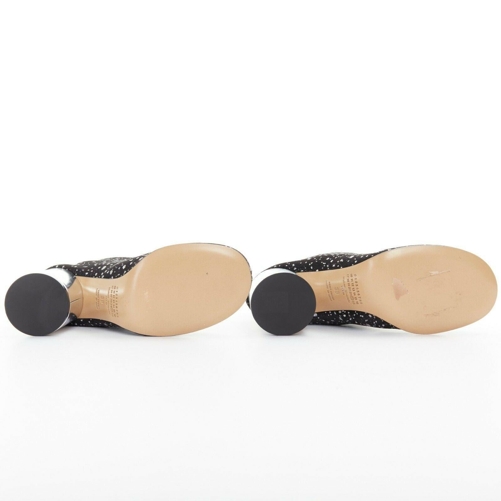 new MAISON MARGIELA black mesh speckle glitter silver chunky heel ...