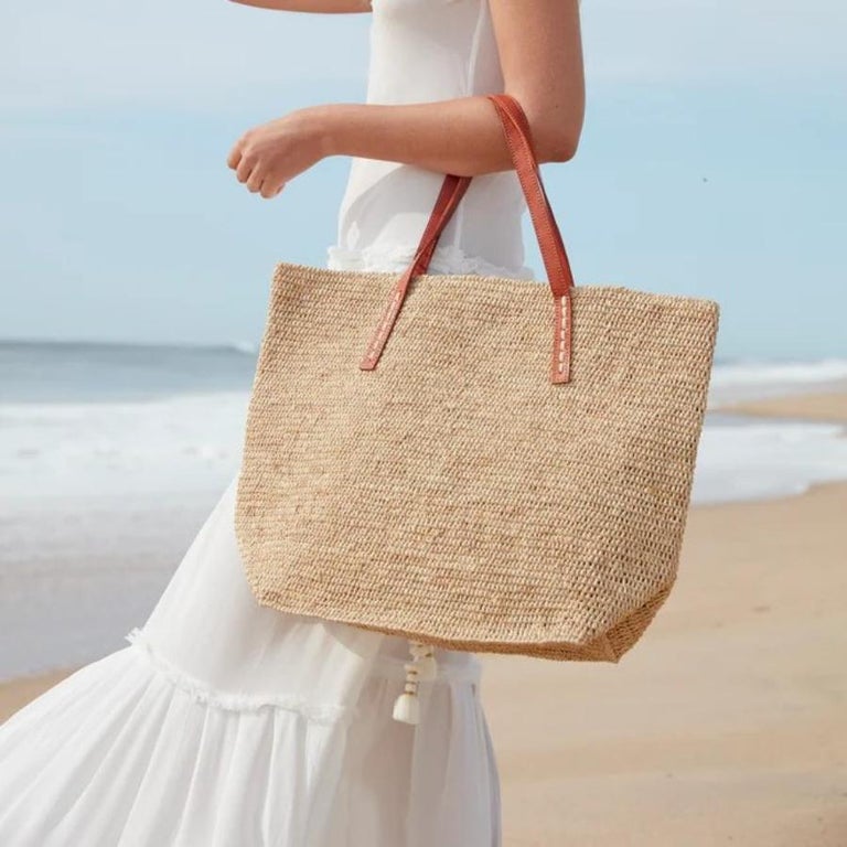 New Mar Y Sol Coral Pink Portland Crocheted Raffia Shoulder Tote Bag ...