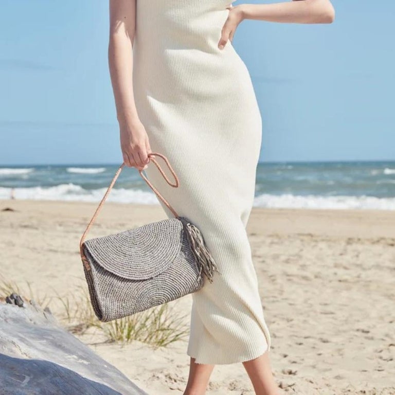 New Mar Y Sol Navy Leah Crocheted Raffia Crossbody Shoulder Bag For ...