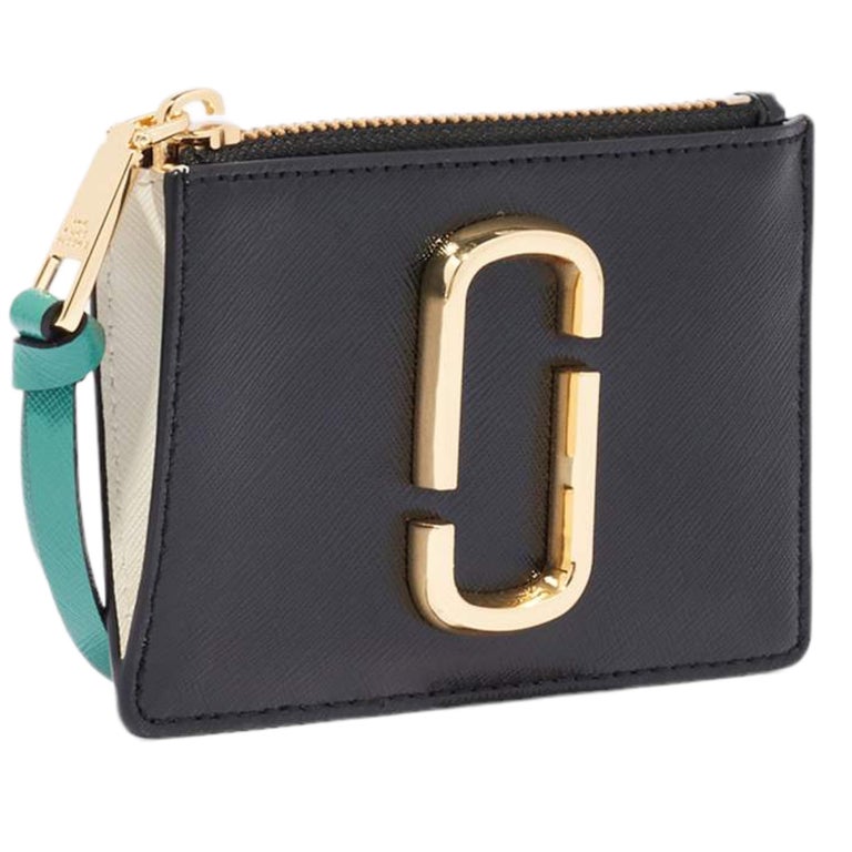 New Marc Jacobs Black The Snapshot Saffiano Leather Card Holder Wallet ...