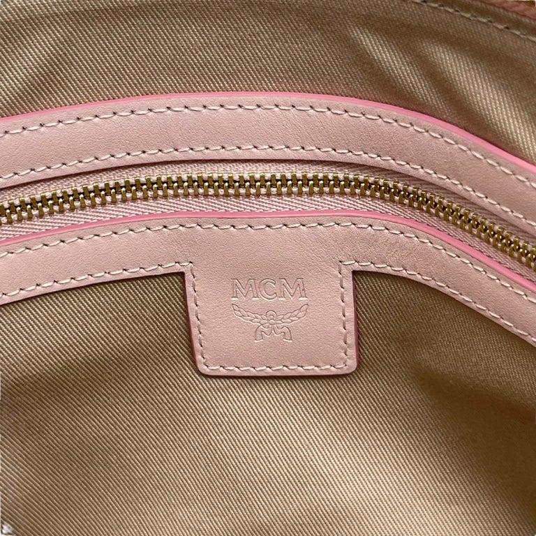 NEW MCM Pink Visetos Monogram Logo Leather Crossbody Bag For Sale at ...