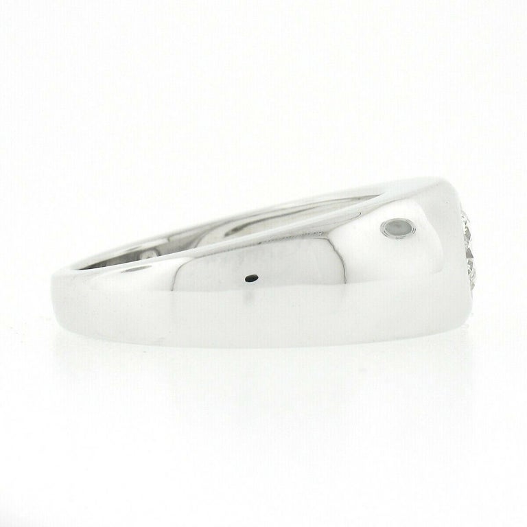 New Men's 18k White Gold 0.50ctw Burnish Set Diamond Solitaire Dome ...