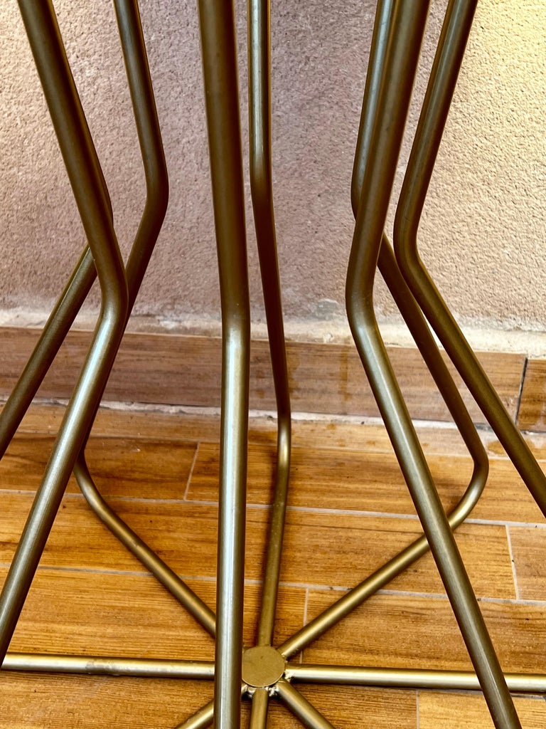 New Metal Fleur Side Table with White Marble Top, Indoor and Outdoor ...