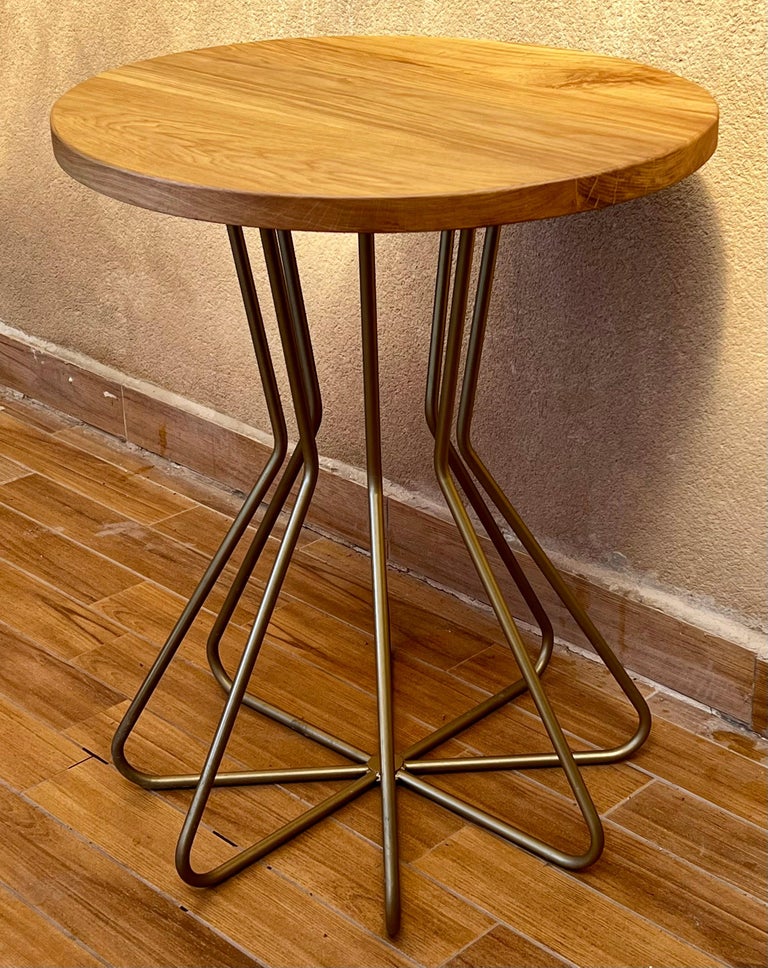 New Metal Fleur Side Table with White Marble Top, Indoor and Outdoor ...