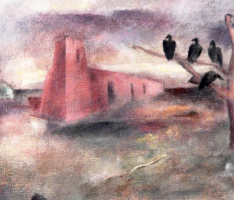 "New Mexico Scene," Large and Rare Landscape with Adobe Church For Sale ...