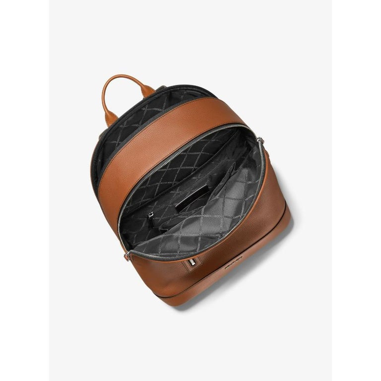 NEW Michael Kors Brown Hudson Slim Pebbled Leather Backpack Rucksack ...