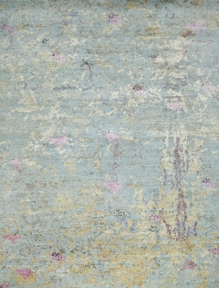 New Modern Abstract Design Wool and Silk Rug For Sale at 1stDibs