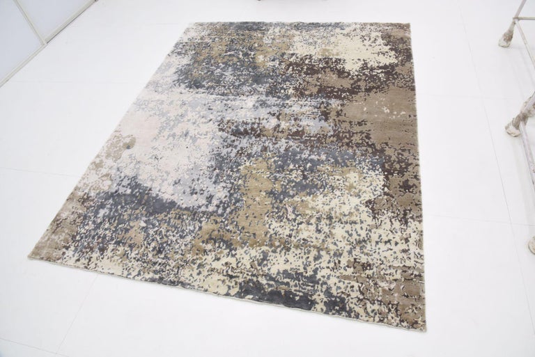 New Modern Abstract Design Wool and Silk Rug For Sale at 1stDibs