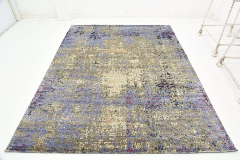 New Modern Abstract Design Wool and Silk Rug For Sale at 1stDibs
