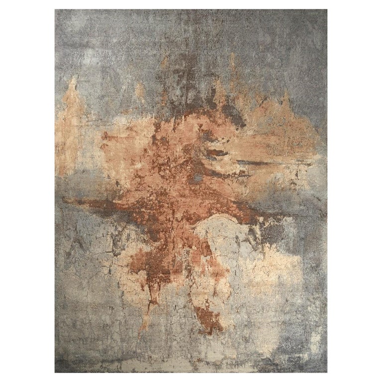 New Modern Abstract Design Wool and Silk Rug For Sale at 1stDibs