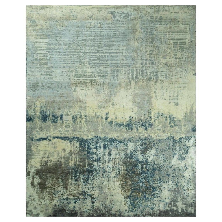 New Modern Abstract Design Wool and Silk Rug For Sale at 1stDibs