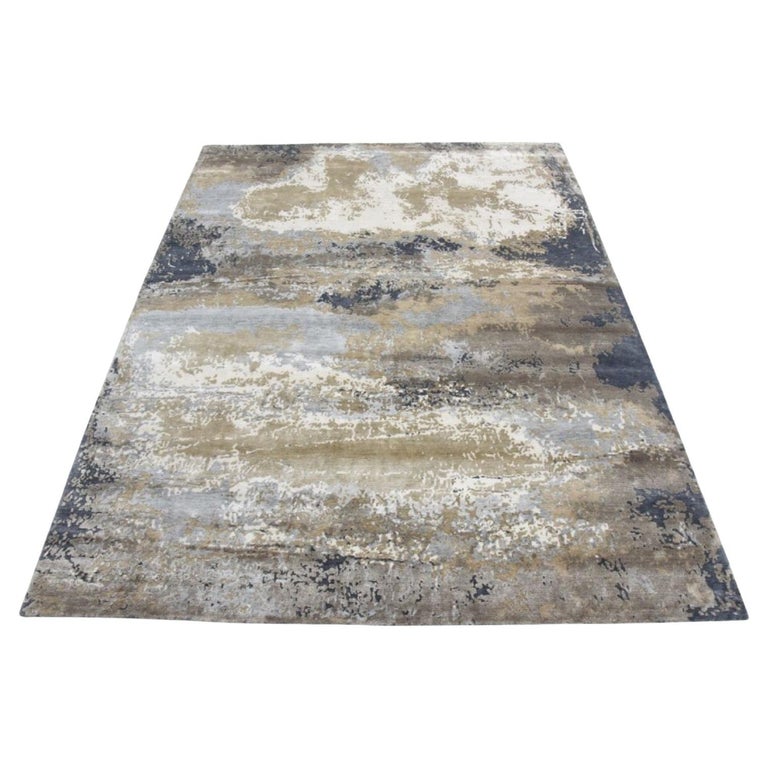 New Modern Abstract Design Wool and Silk Rug For Sale at 1stDibs