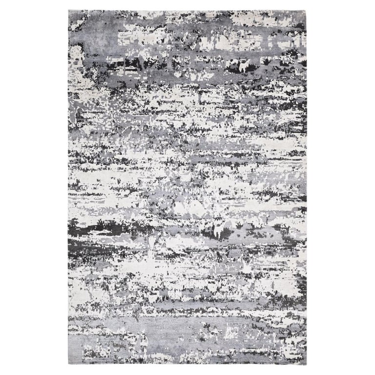 New Modern Abstract Design Wool and Silk Rug For Sale at 1stDibs