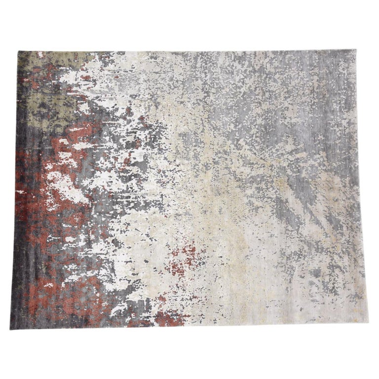 New Modern Abstract Design Wool and Silk Rug For Sale at 1stDibs