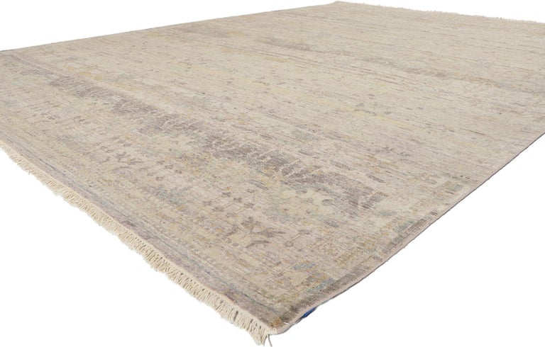 New Modern Distressed Rug with Vintage Style For Sale at 1stDibs