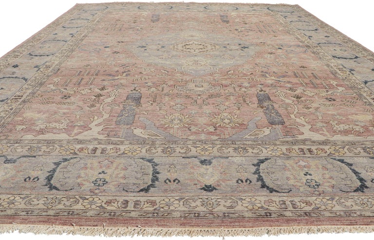 New Modern Distressed Rug with Vintage Style For Sale at 1stDibs