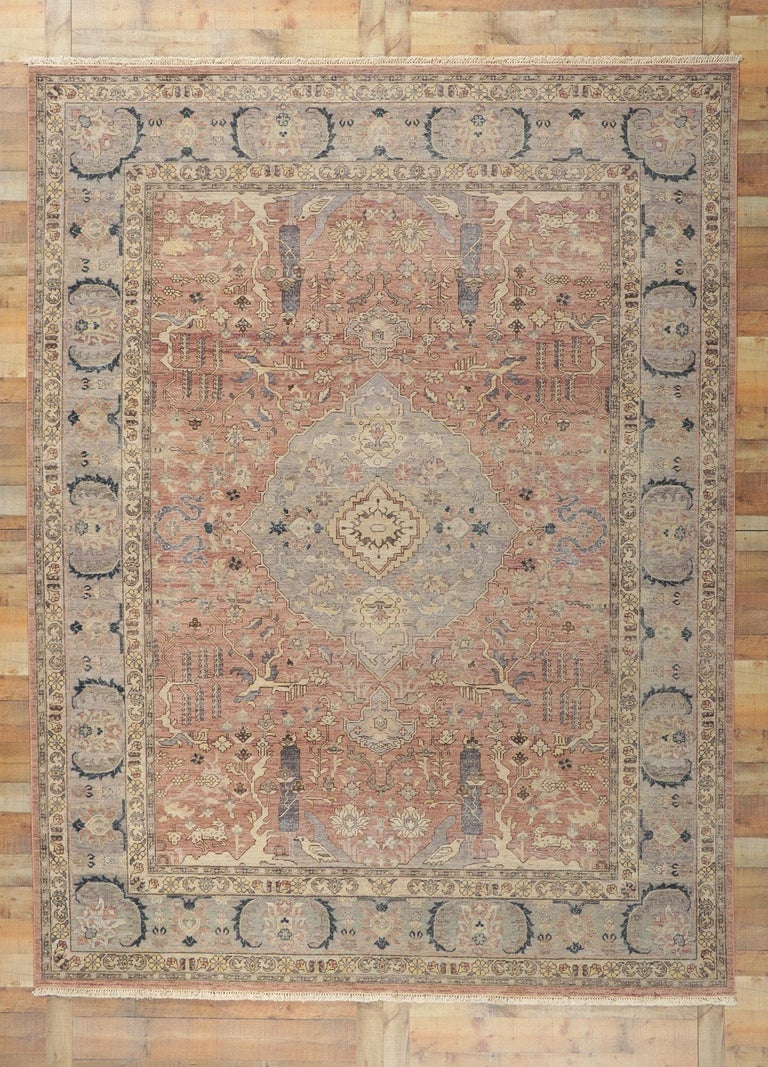 New Modern Distressed Rug with Vintage Style For Sale at 1stDibs
