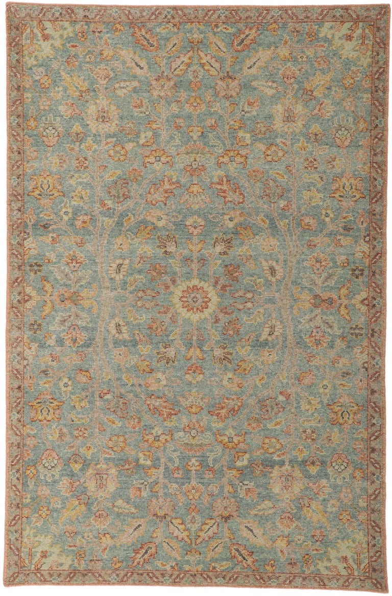 New Modern Distressed Rug with Vintage Style For Sale at 1stDibs
