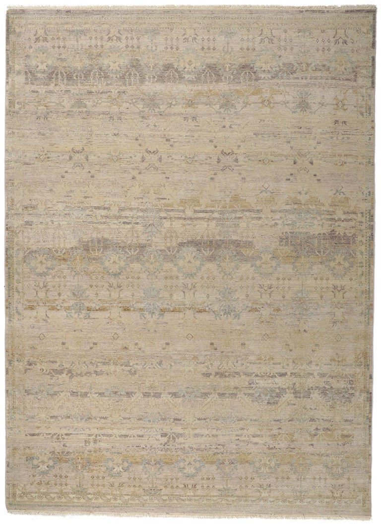 New Modern Distressed Rug with Vintage Style For Sale at 1stDibs