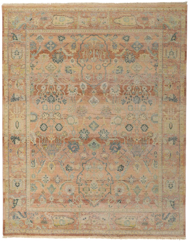 New Modern Distressed Rug with Vintage Style For Sale at 1stDibs