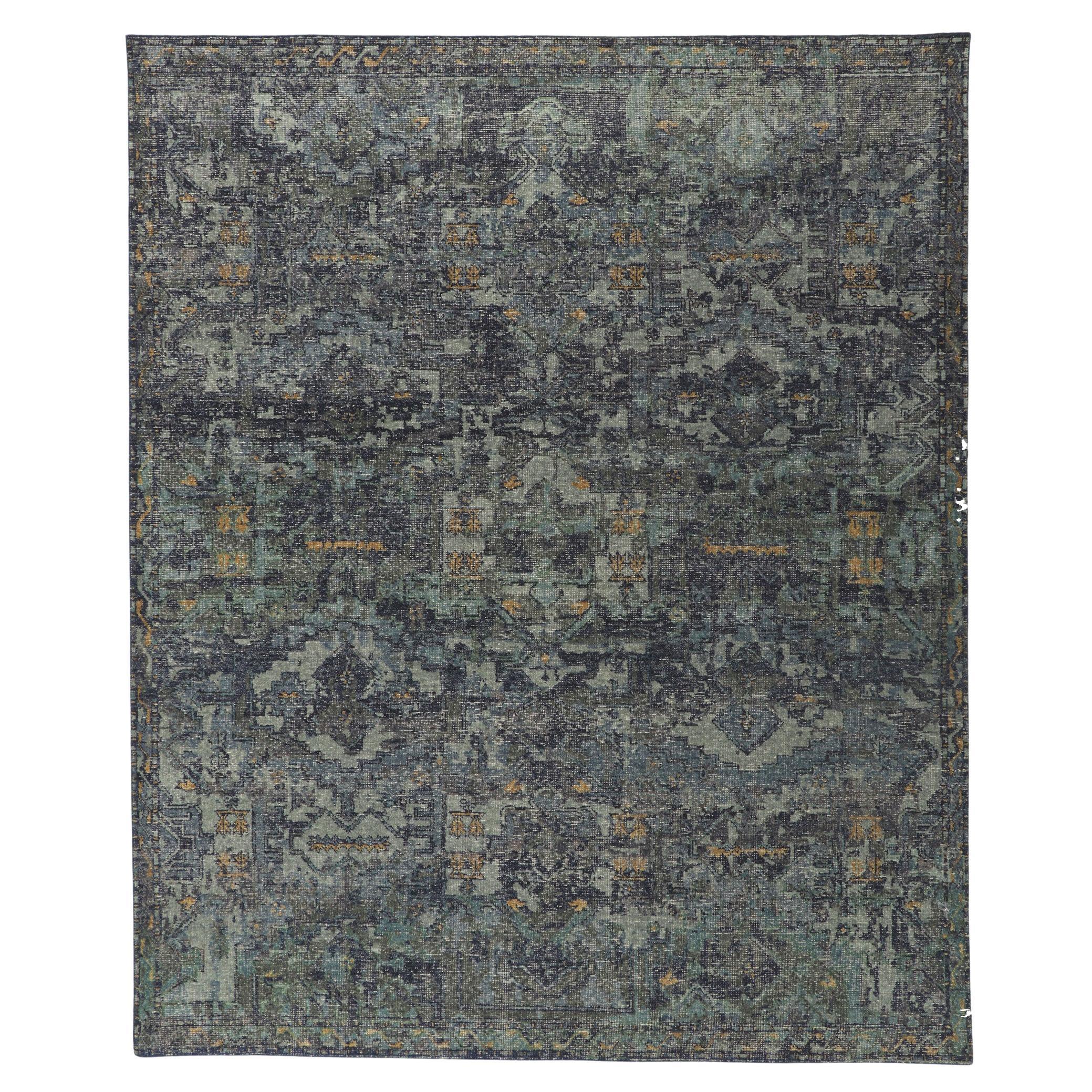 New Modern Distressed Rug with Vintage Style For Sale at 1stDibs