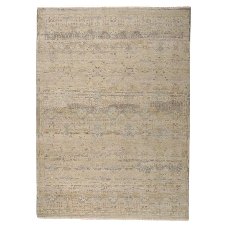 New Modern Distressed Rug with Vintage Style For Sale at 1stDibs