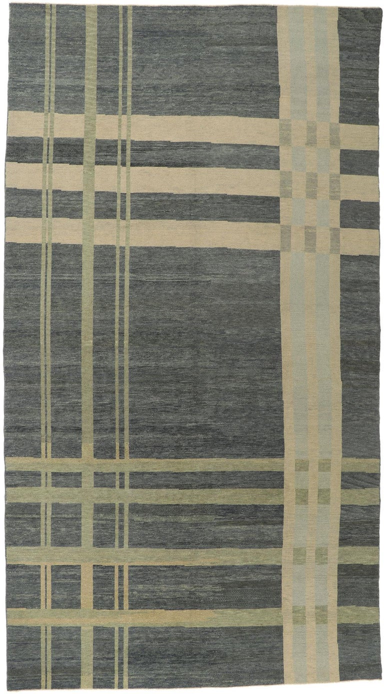 New Modern Plaid Tartan Rug with Ivy League Style For Sale at 1stDibs