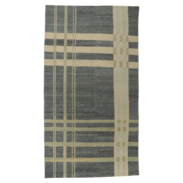 New Modern Plaid Tartan Rug with Ivy League Style For Sale at 1stDibs