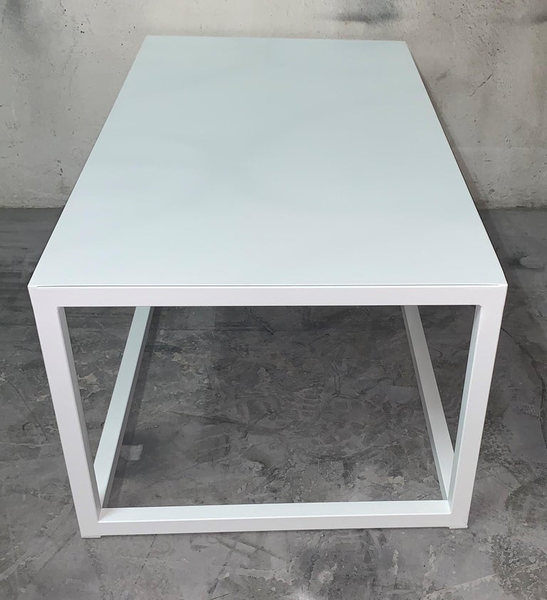 New Modern Rectangular White Table with Metal Top, Indoor or Outdoor ...