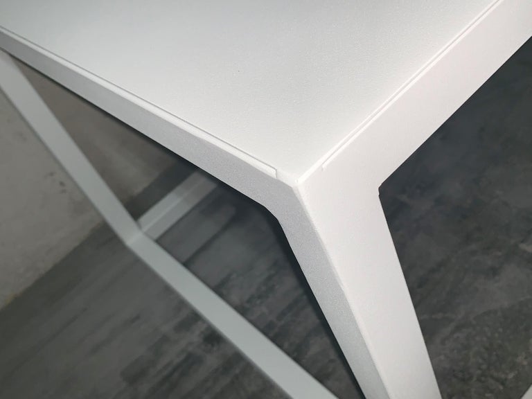 New Modern Rectangular White Table with Metal Top, Indoor or Outdoor ...