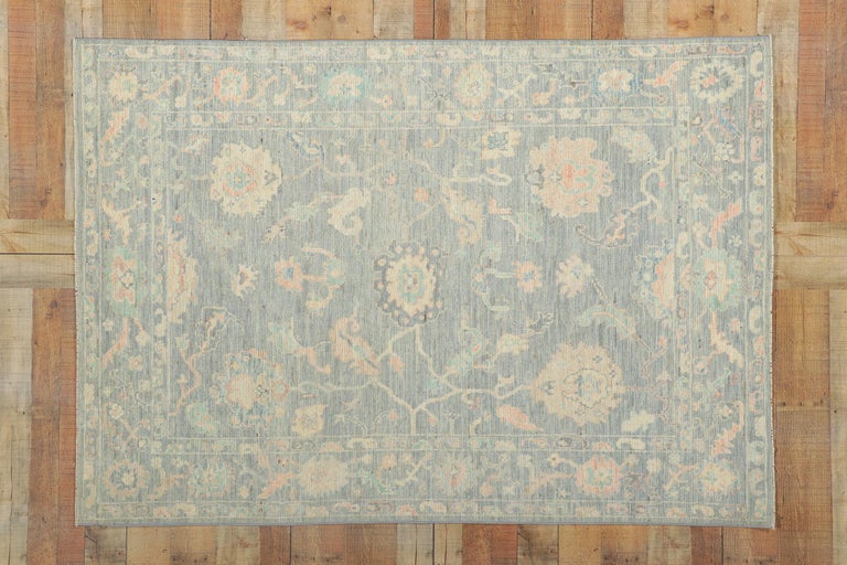 New Modern Style Oushak Rug with Soft Colors For Sale at 1stDibs