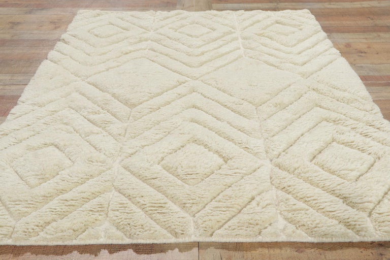 New Moroccan Style High-Low Ivory Rug For Sale at 1stDibs
