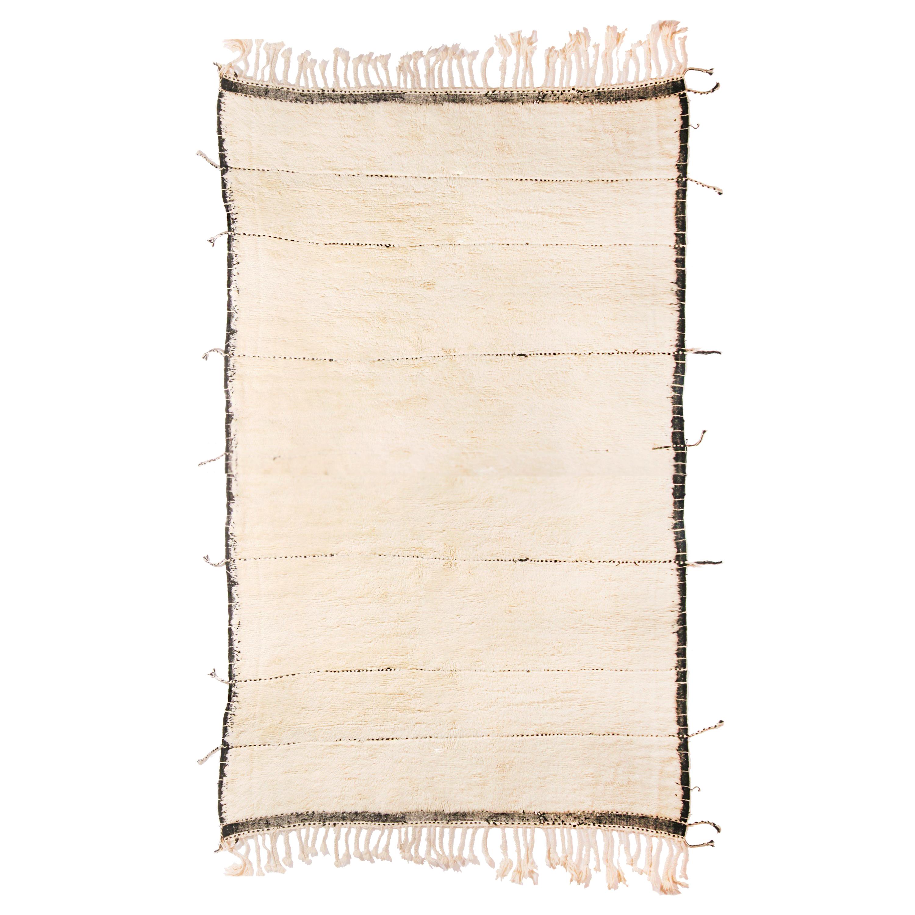 Rug and Kilim's New Moroccan White and Black Wool Rug with Pile For ...