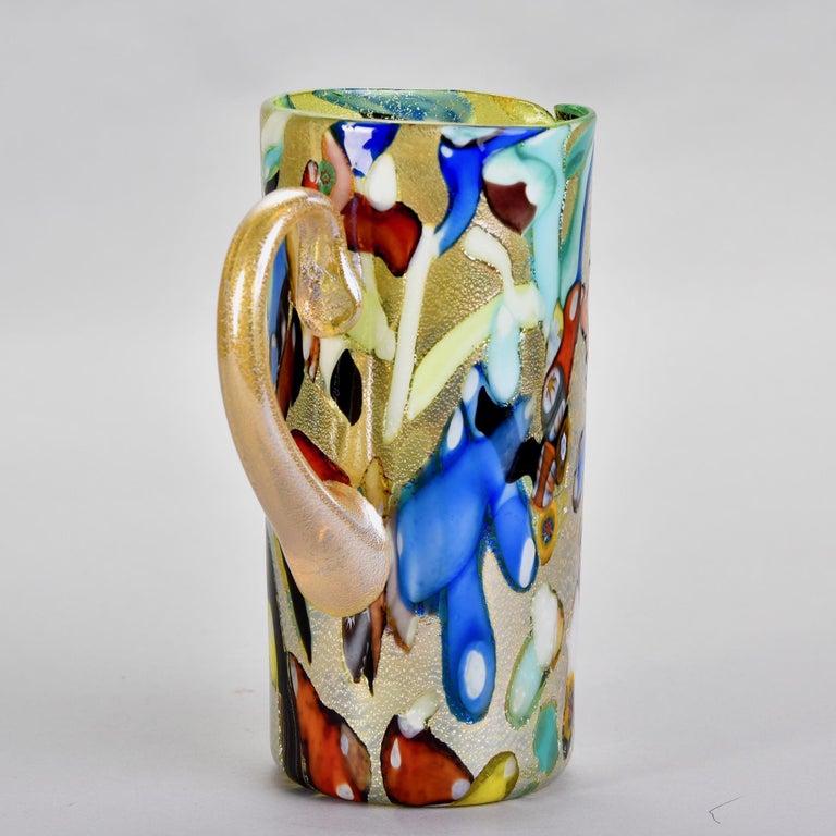 New Murano Glass Pitcher in Gold Green and Multi Colors For Sale at 1stDibs