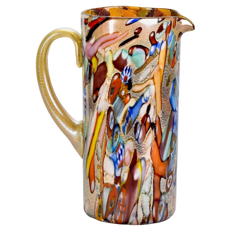 New Murano Glass Pitcher in Gold with Multiple Colours For Sale at 1stDibs