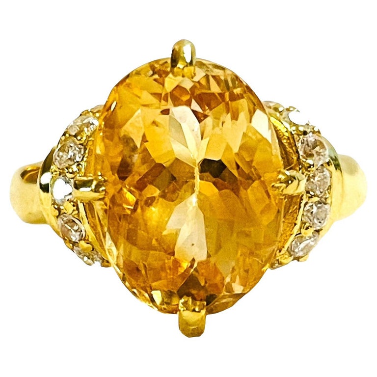 New Natural Orangish Yellow Citrine and White Cz YGold Plated Sterling ...