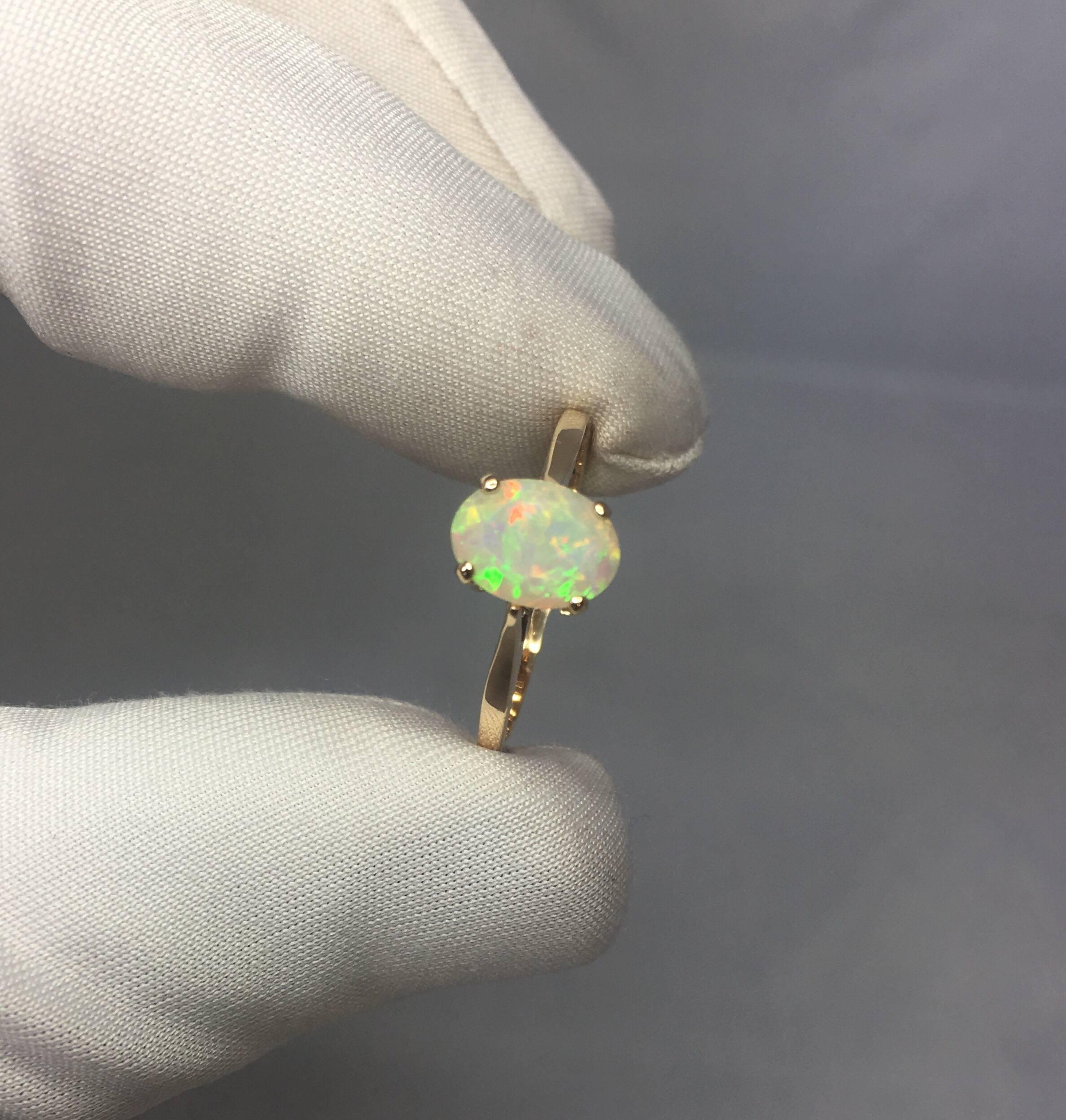 New Natural Oval Cut Fine Ethiopia Opal 0.71 Carat Gold Solitaire 14 Karat Ring at 1stDibs ...