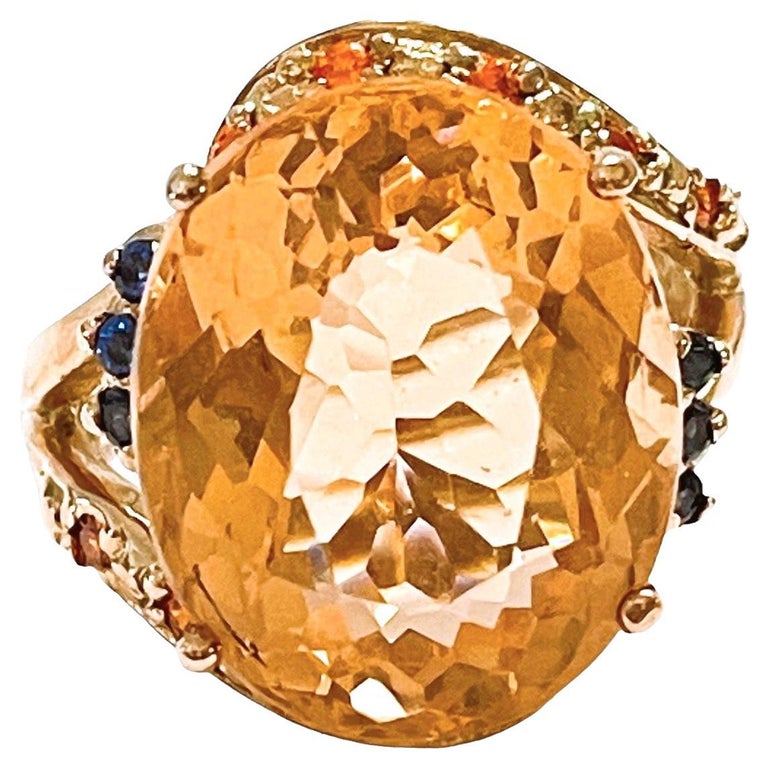 New Nigerian Peach Orange 12.76ct Morganite Rgold Plated Sterling Ring ...