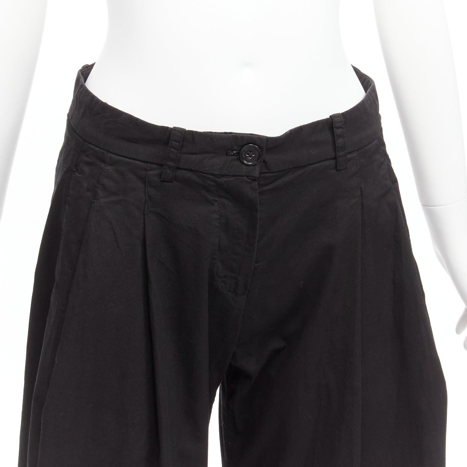 new NILI LOTAN black cotton blend pleated waist fit and wide leg pants ...