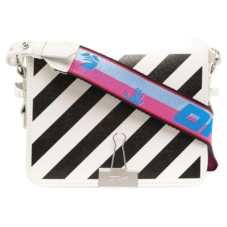 NEW Off-White White Women Stripe Leather Crossbody Shoulder Bag For ...