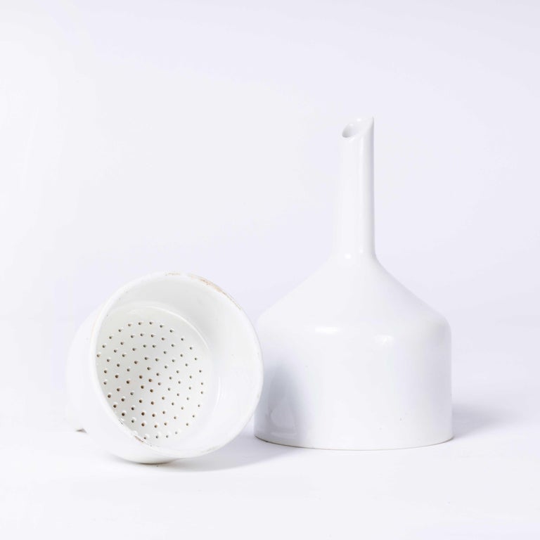 New Old Stock Heavy Ceramic White Funnels, Pair For Sale at 1stDibs