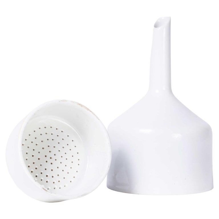 New Old Stock Heavy Ceramic White Funnels, Pair For Sale at 1stDibs