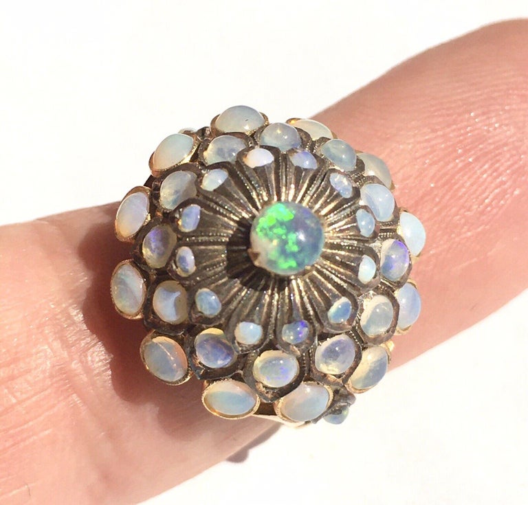 New Old Stock Lady's 14 karat Yellow Gold Princess Opal Ring Circa ...