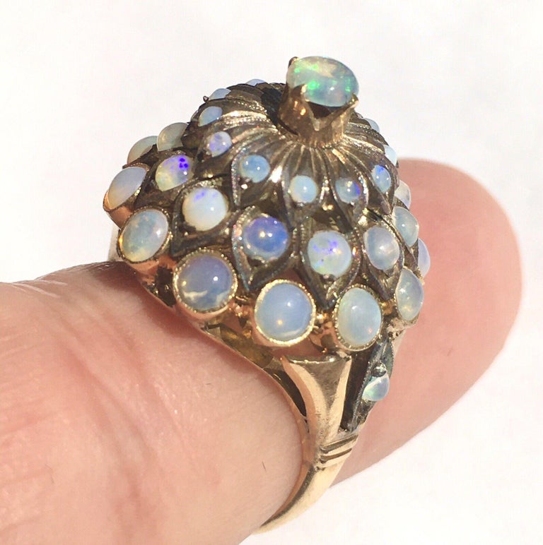 New Old Stock Lady's 14 karat Yellow Gold Princess Opal Ring Circa ...