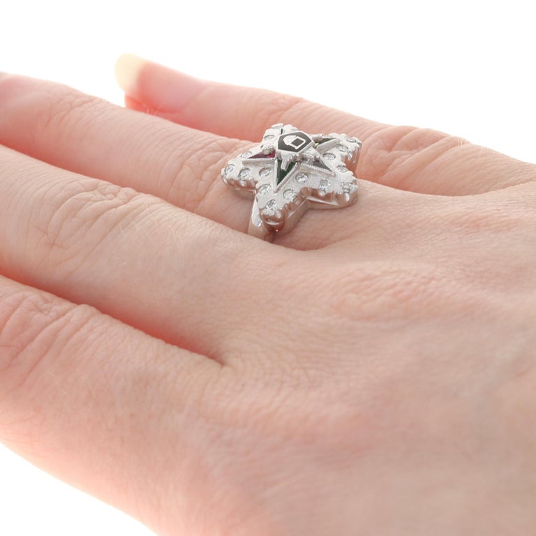 Customizable New Order of the Eastern Star Ring, 14k Gold Synthetic ...