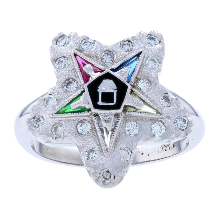 Customizable New Order of the Eastern Star Ring, 14k Gold Synthetic ...