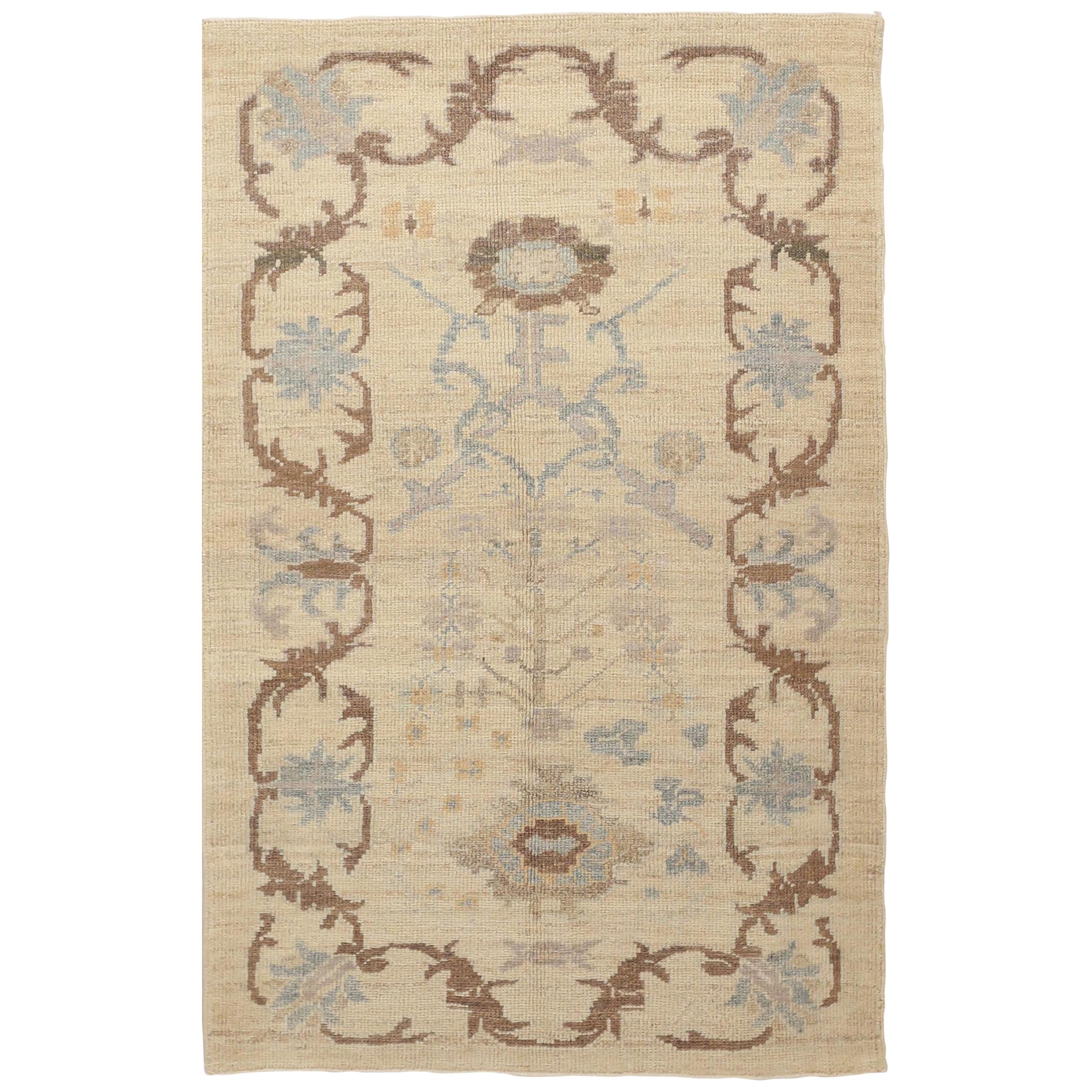 Contemporary Oushak Persian Rug with Ivory Floral Patterns For Sale at ...